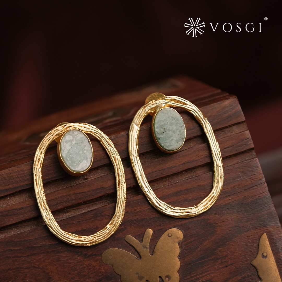 Oval Oasis - Golden Oval White Stone (E-543) - vosgi