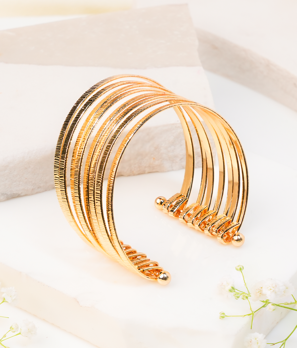 Multi-Layered Gold Cuff Bracelet(BR-233) - vosgi